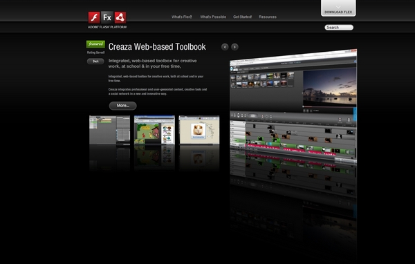 Creaza listed as a featured project in flex.org`s showcase!